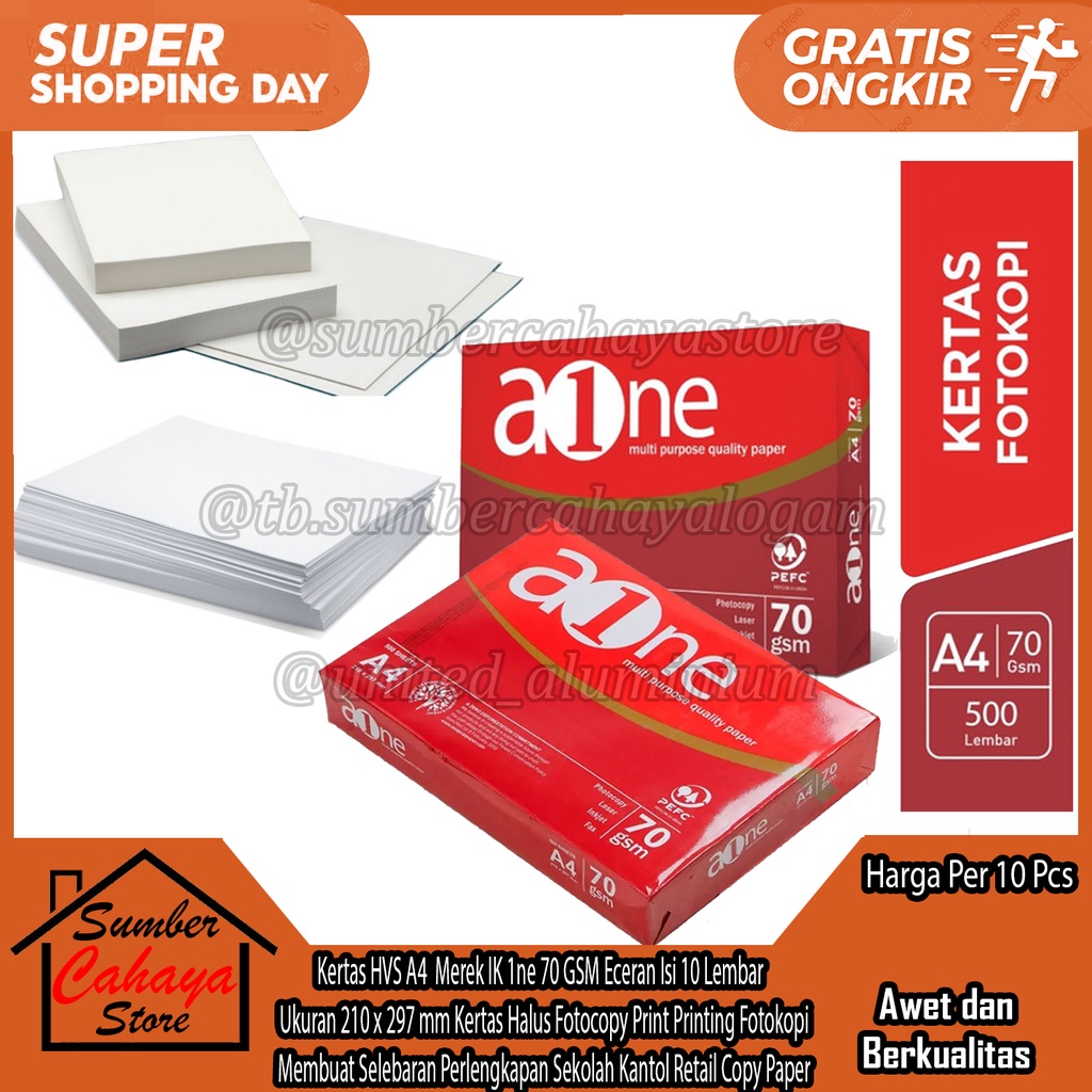 Jual Kertas HVS A4 Merek IK 1ne One Kertas Halus Fotocopy Print Printing Fotokopi Eceran Isi 10 ...