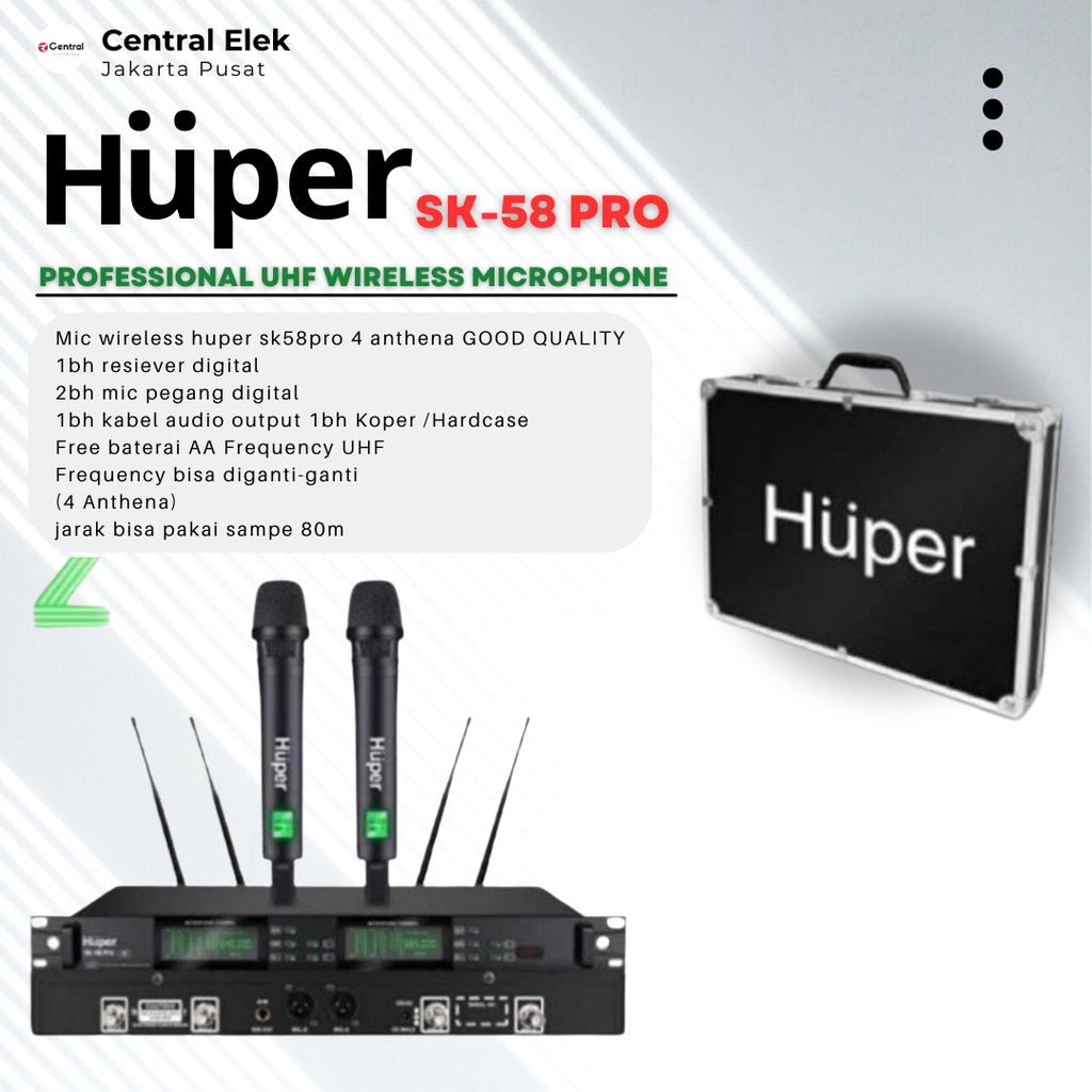 Jual mic wireless huper sk58pro sk 58 pro sk58 pro original | Shopee ...