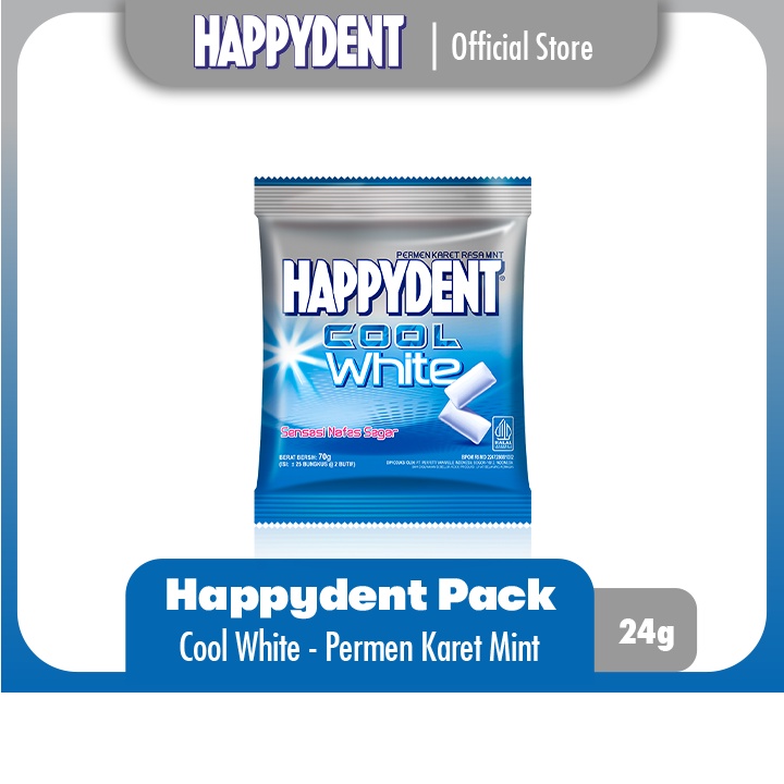 Jual Happydent Cool White Pouch 70g - Permen Karet Rasa Mint | Shopee ...
