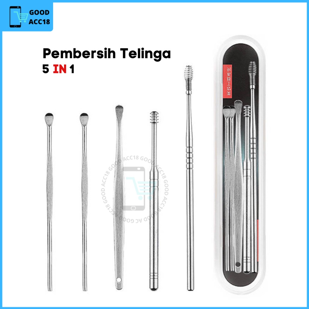 Jual Pembersih Telinga Korek Kuping Stainles 5 in 1 Bisa Untuk Anak Dan ...