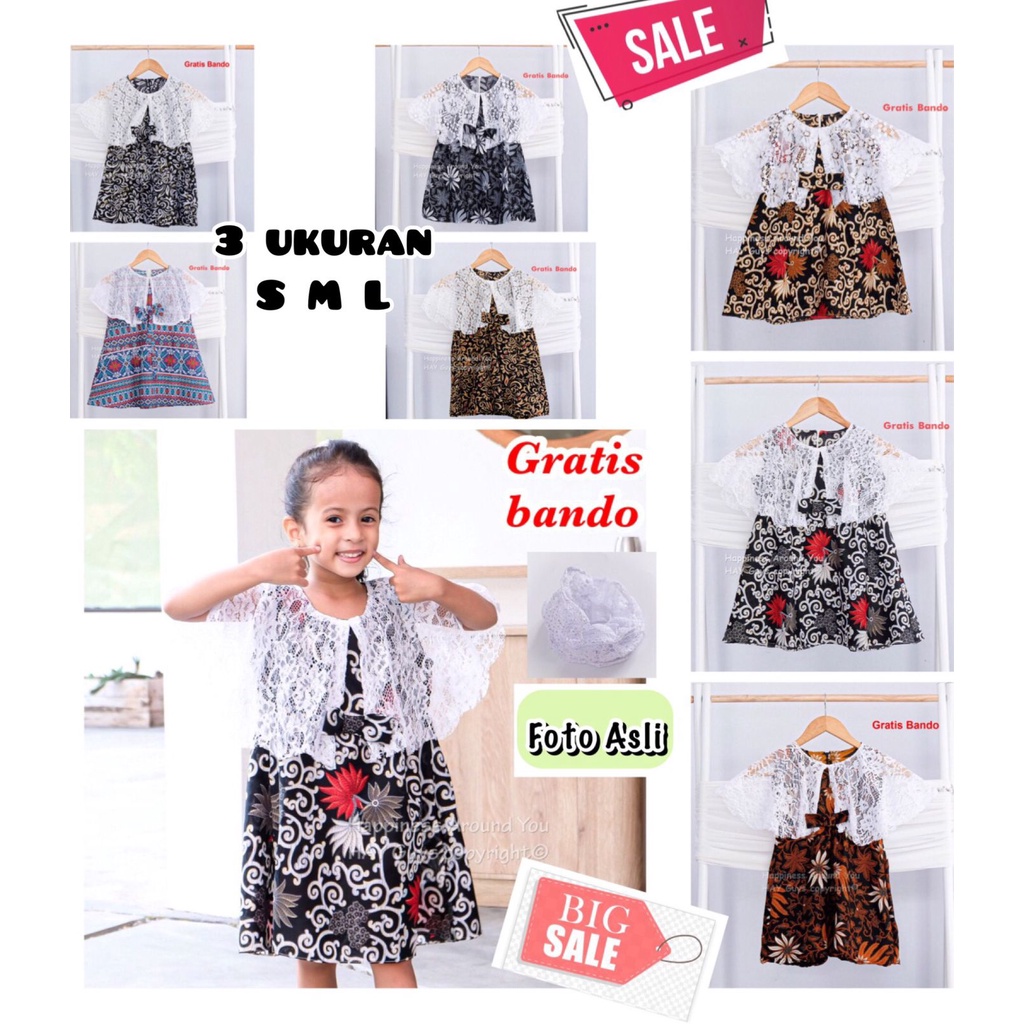 Jual Dress Batik Anak Perempuan GRATIS BANDO ( FOTO ASLI ) 1-7 Tahun ...