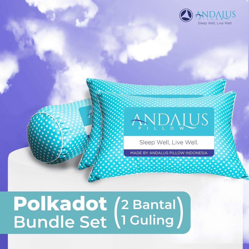 Jual Paket Bundling 2 Bantal dan 1 Guling Andalus Polkadot Zipper ...