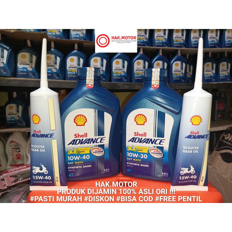 Jual PAKET OLI SHELL AX7 MATIC 0.8L ( 10w-30 ),( 10w-40 ) & oli GEAR SHELL 120 ml . DIJAMIN ASLI ...