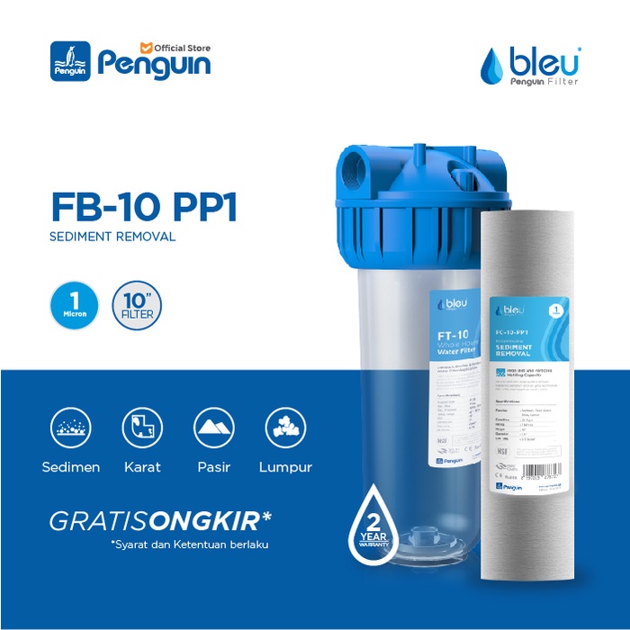 Jual Penguin Bleu FB-10-PP1 10 Inch 1 Micron Standard Filter Air Set | Shopee Indonesia