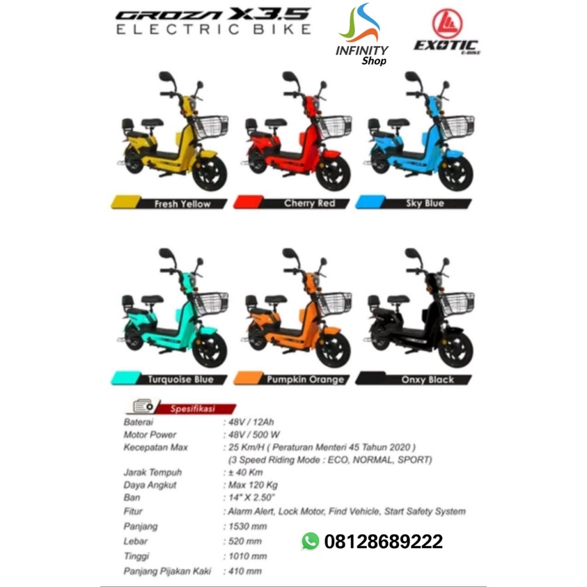 Jual SEPEDA LISTRIK ELEKTRIK EXOTIC GROZA X3.5 500W E-BIKE GARANSI ...