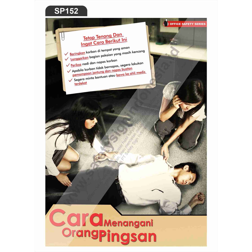 Jual SP152 Poster K3 Safety A1 Pigura - Cara Menangani Orang Pingsan ...