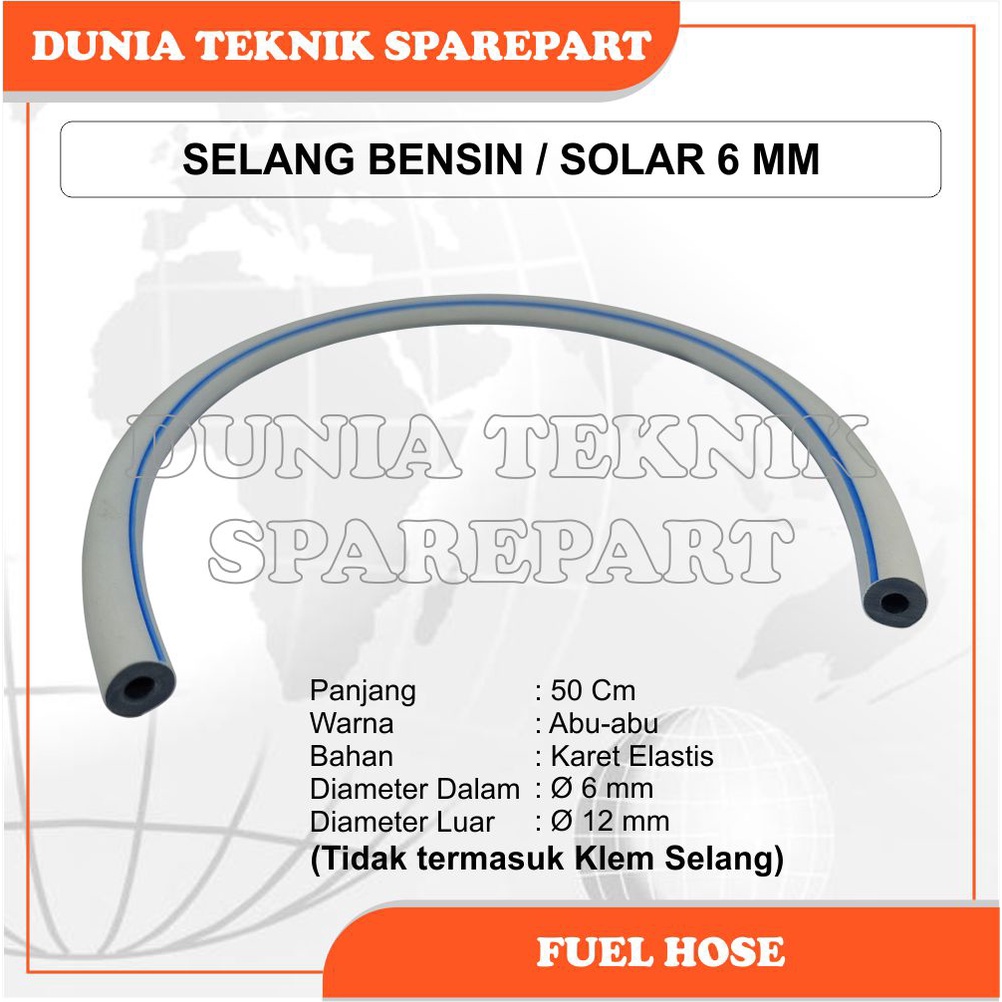 Jual FUEL HOSE / SELANG BENSIN / SELANG SOLAR 6MM UNTUK MESIN & GENSET ...