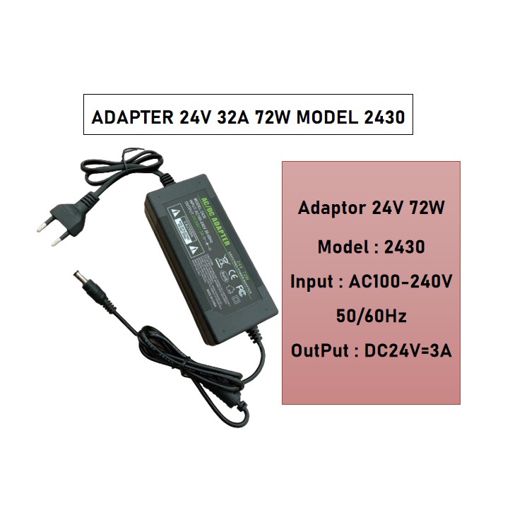 Jual Adaptor Adapter Model 2430 24V 3A 72W ADAPTER | Shopee Indonesia