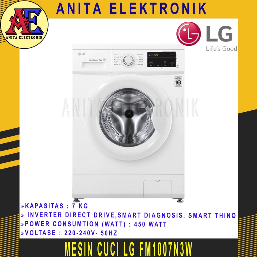 Jual MESIN CUCI LG FRONT LOADING 7 KG INVERTER FM1007N3W GARANSI RESMI ...
