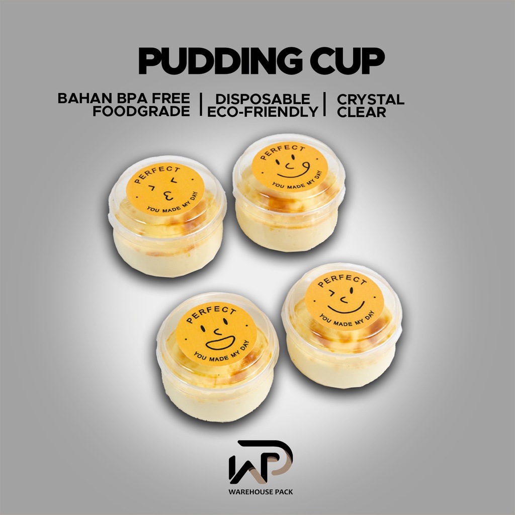 Jual ( 10 Pcs ) Pudding Cup Bulat + Tutup | Cup Pudding Mika Gelas Jelly | Cetakan Puding ...