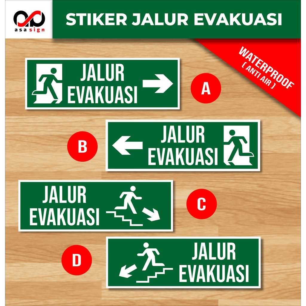 Jual STIKER EXIT, JALUR EVAKUASI, PINTU DARURAT DAN TITIK KUMPUL ...