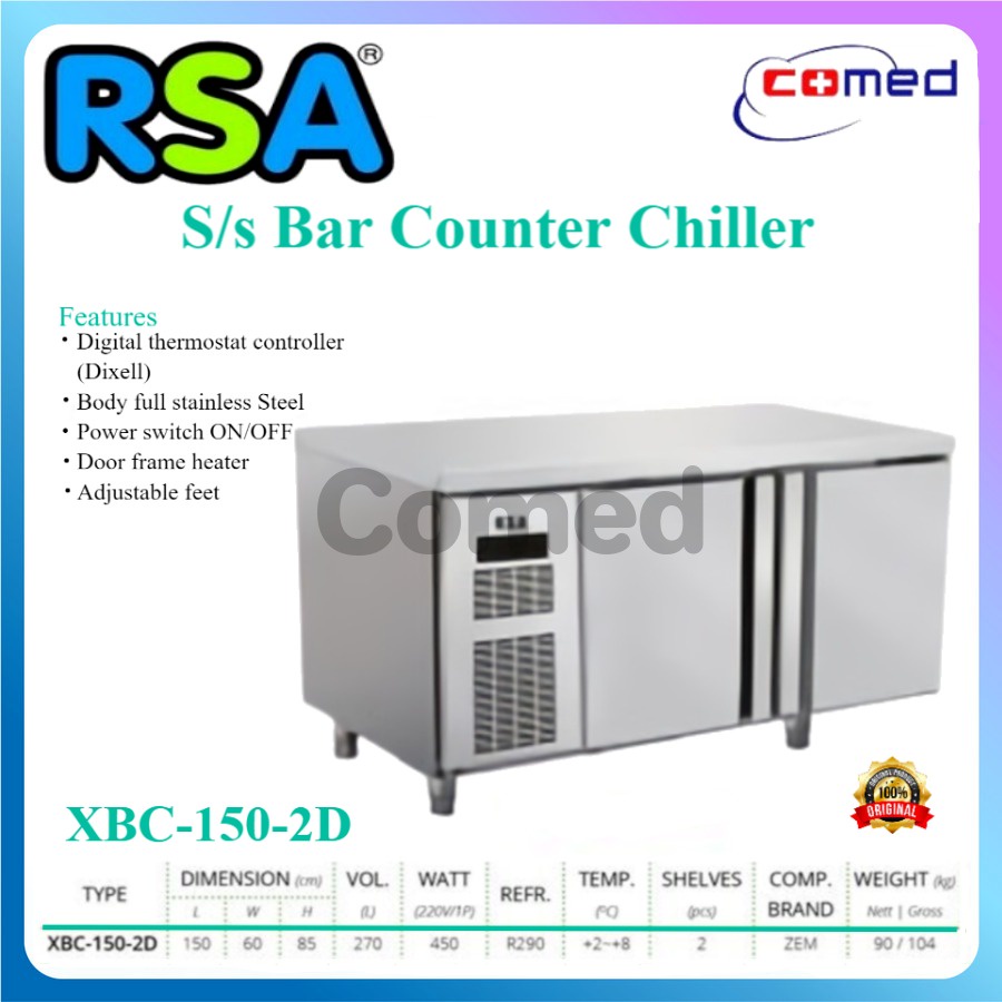 Jual RSA XBC-150-2D SS Bar Counter Chiller / Kulkas Bar / Undercounter ...