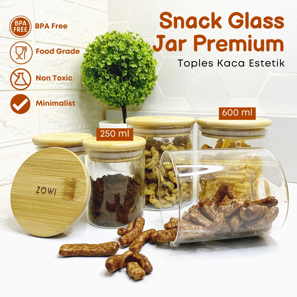 Jual Toples Makanan Ringan Tutup Kayu Toples Bumbu / Snack Jar Kaca ...