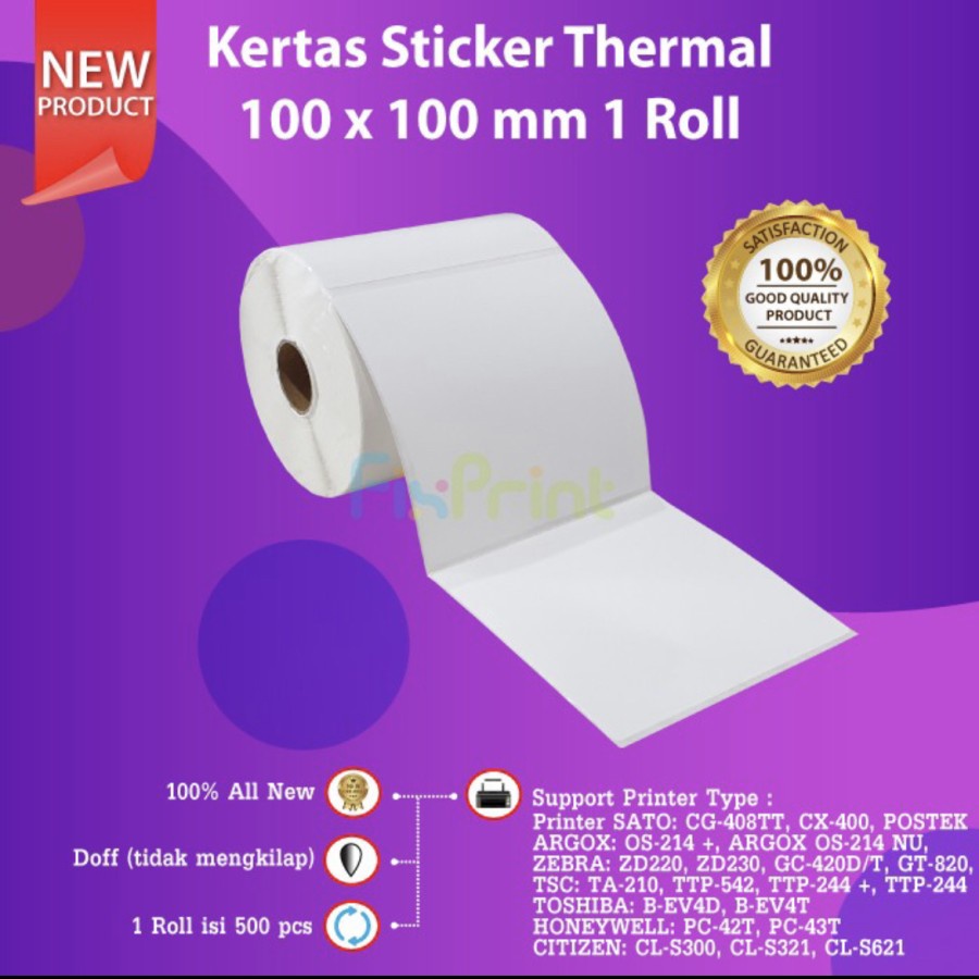 Jual LABEL BARCODE 100 X 100 mm KERTAS STICKER DIRECT THERMAL 100x100 500pc | Shopee Indonesia