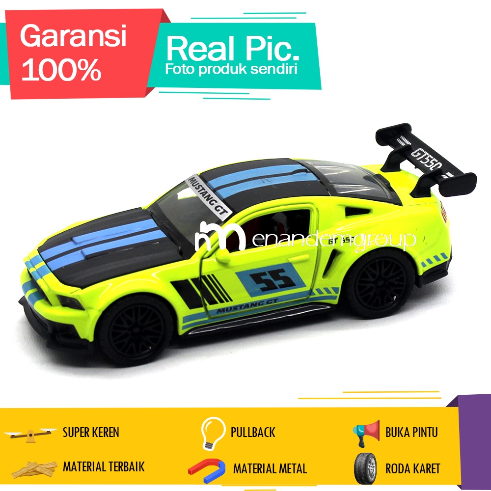 Jual Diecast Mainan Mobil Miniatur Mustang GT Buka Pintu Besi Pullback ...
