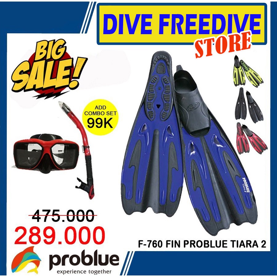 Jual F-770 Fin Diving Problue Tiara Kaki Katak Selam Scuba Snorkeling Fins Swimming Renang ...