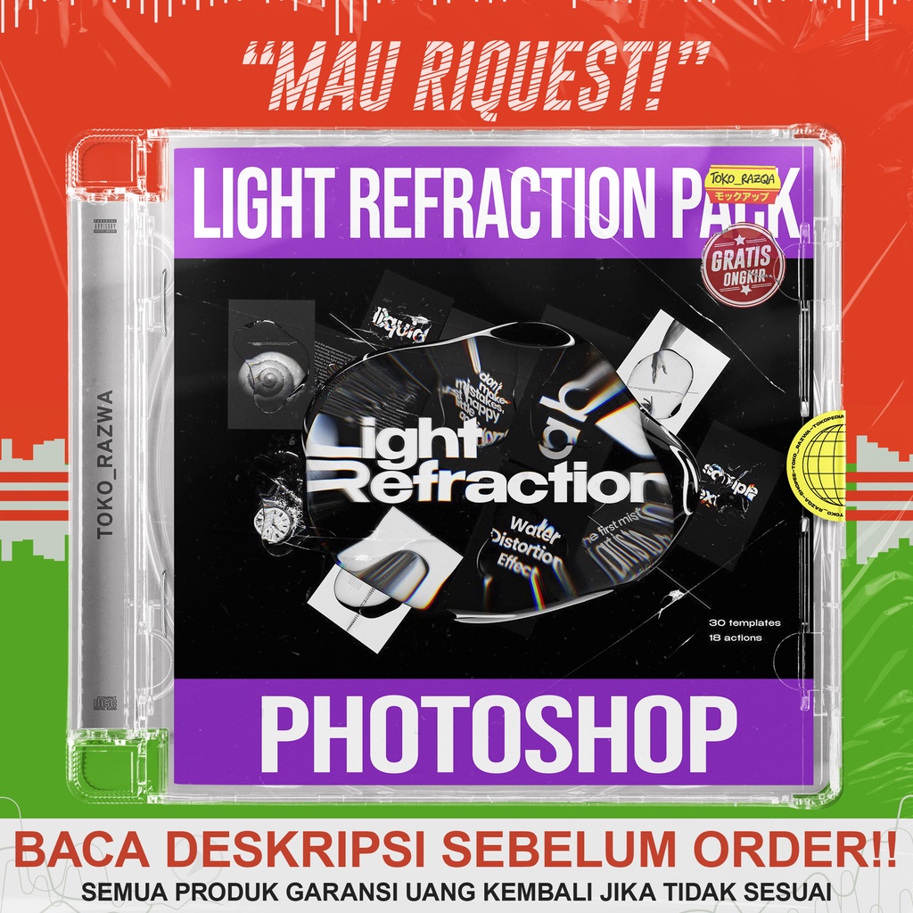 Jual Photoshop - 30 PSD - 30 Shapes - 18 Action - Light Refraction Pack ...