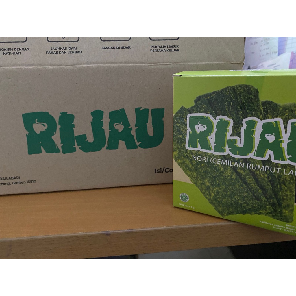 Jual NORI Snack Rumput Laut RIJAU "RIpik Hijau" jual kartonan isi 60pcs ...