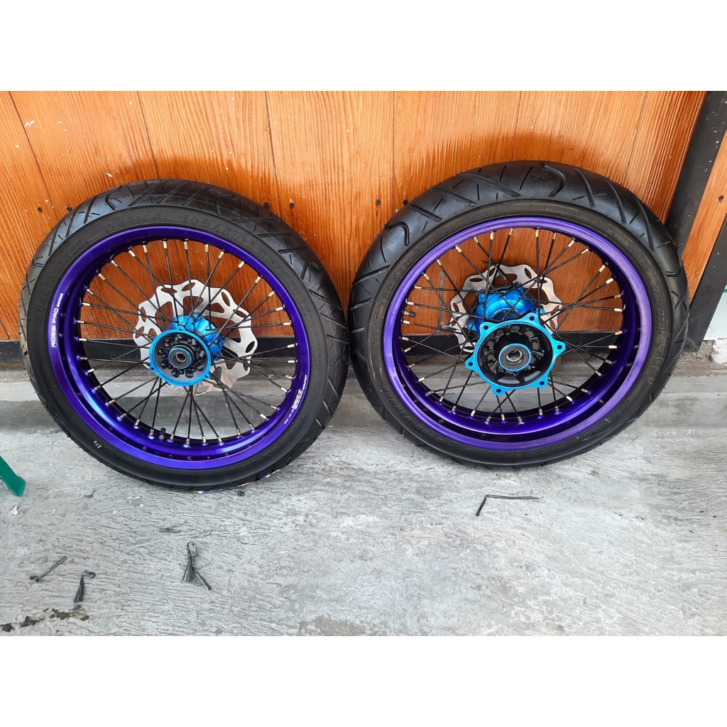 Jual WHEELSET SUPERMOTO YAMAHA WR 155 LENGKAP SIAP PAKAI RODA SET ...