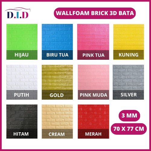 Jual DID - Termurah !! Wallfoam 3D Bata Warna (TEBAL 3 MM) Ukuran 70 X 77 CM Wallpaper Brick ...