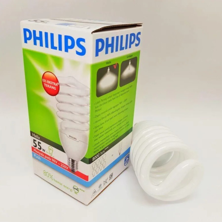 Jual LAMPU PHILIPS HELIX SPIRAL 55 WATT PUTIH | Shopee Indonesia