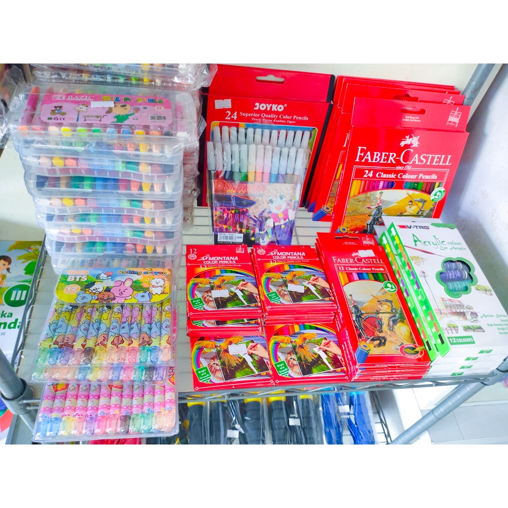 Jual Pensil warna joyko / Fabercastlle / Spidol 12 warna / Cat Air 12 Warna / Acrilyc / Rolling ...