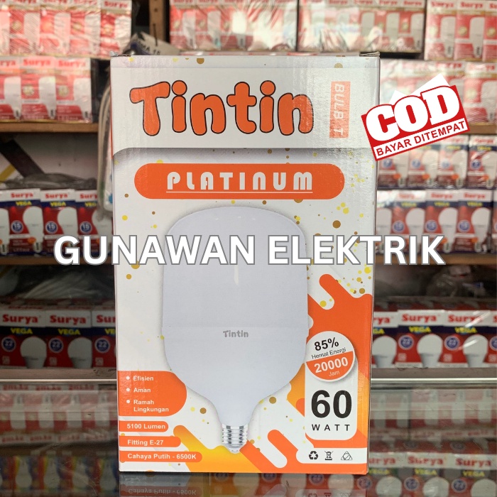 Jual LAMPU TINTIN PLATINUM 60 WATT CAPSULE BULB T, GARANSI 1 TAHUN, LED ...