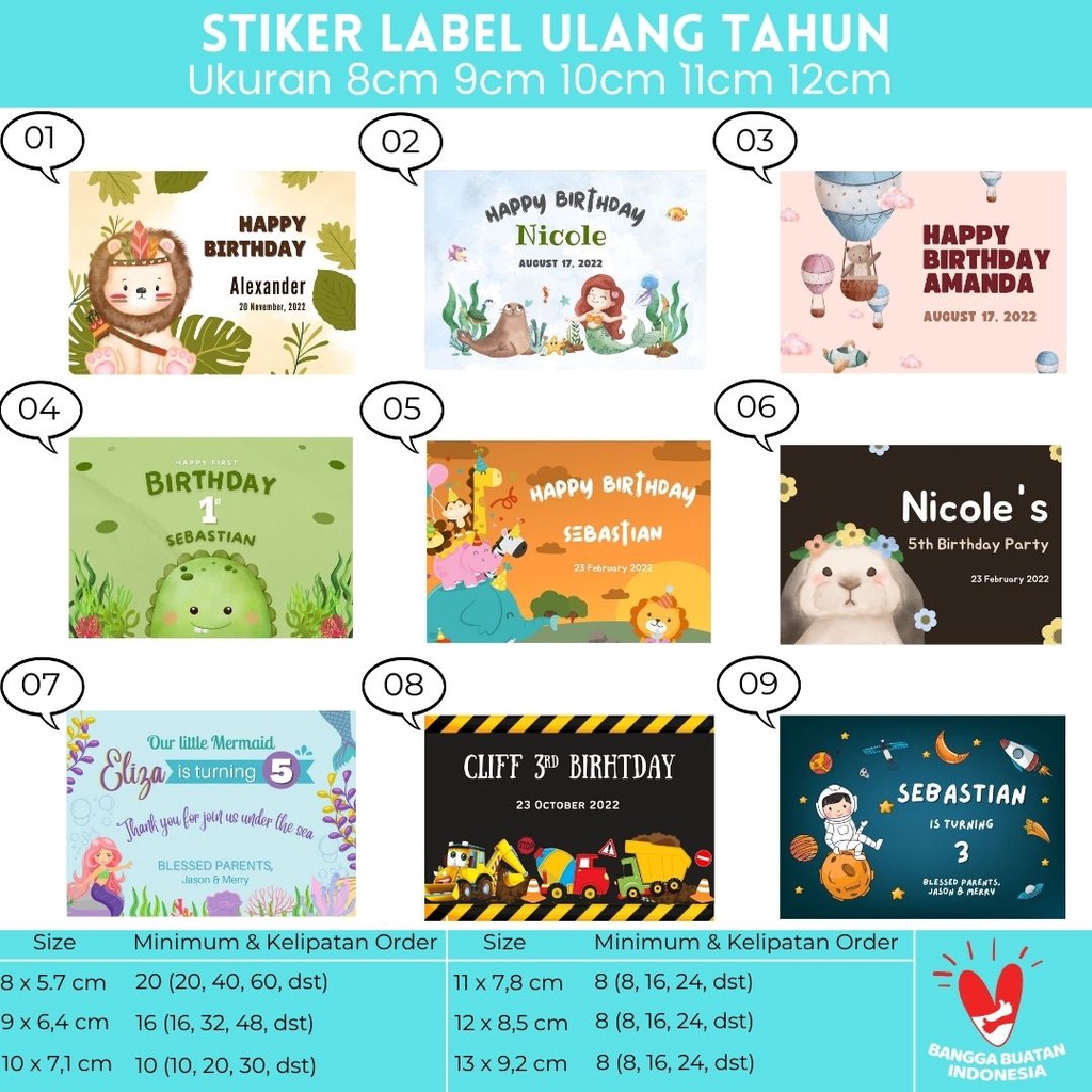 Jual Stiker Ulang Tahun Anak Sticker Ulang Tahun Custom Birthday ...