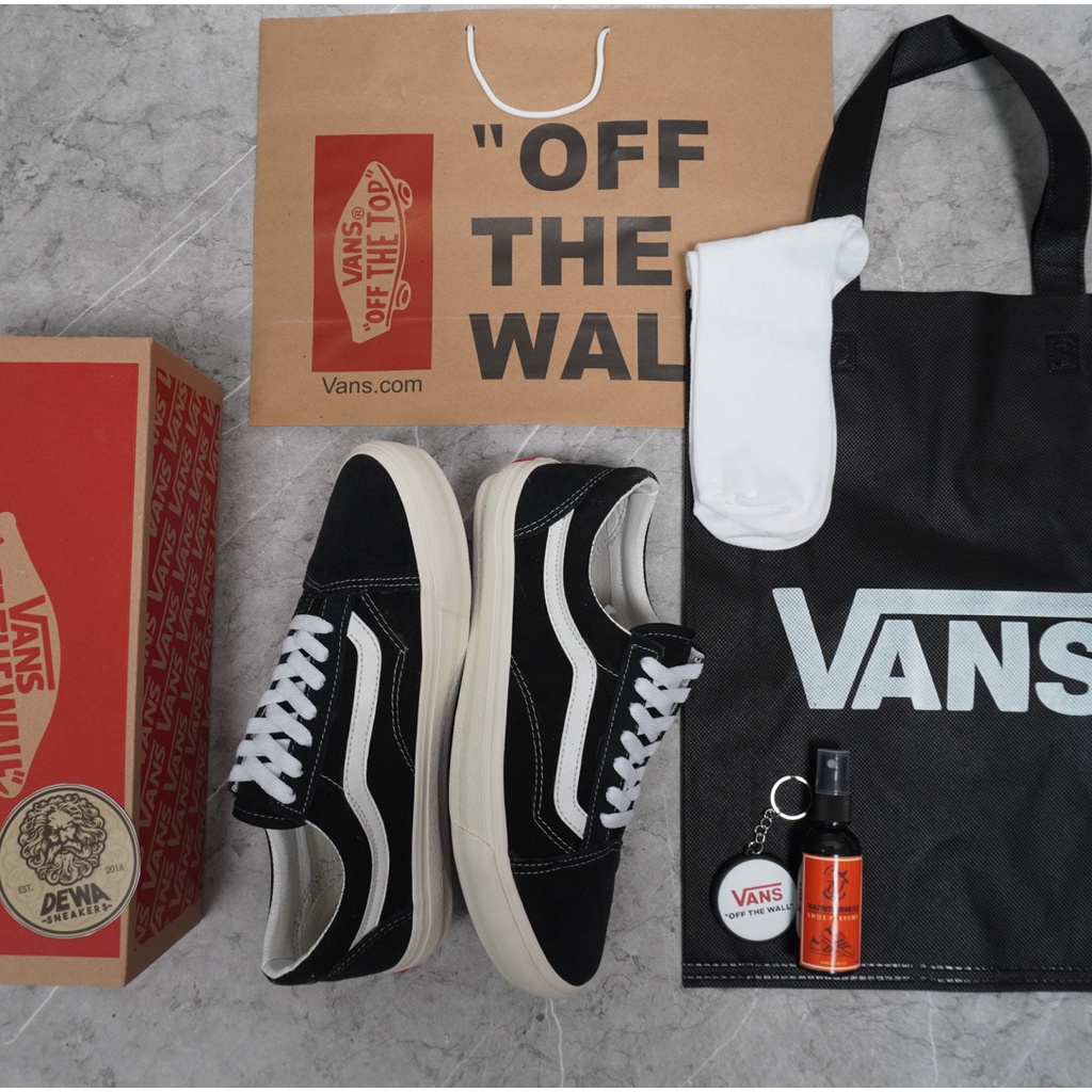 Jual Paket 100% Import Vans Old Skool OG Black White [ BANYAK BONUS ...