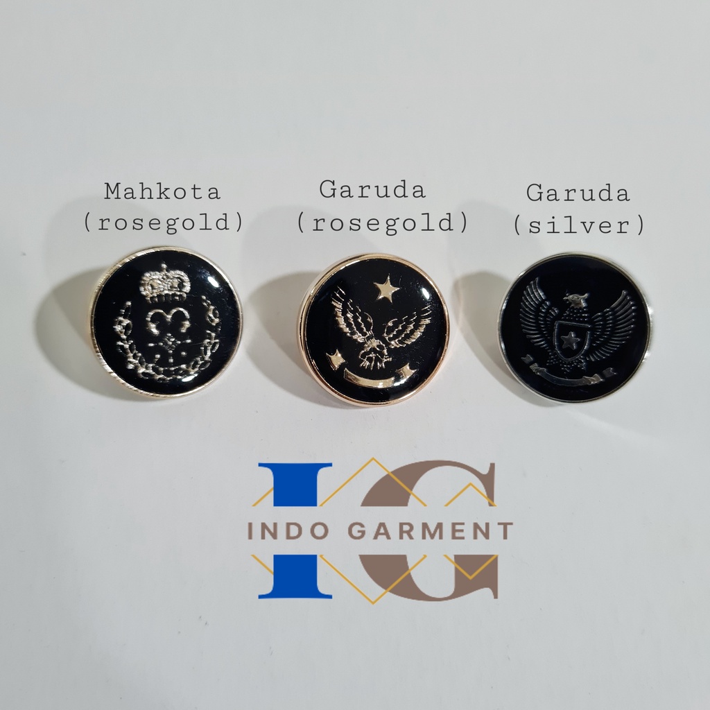 Jual [144pcs] Kancing Jas Epoxy Motif Garuda Mahkota Emas Silver ...