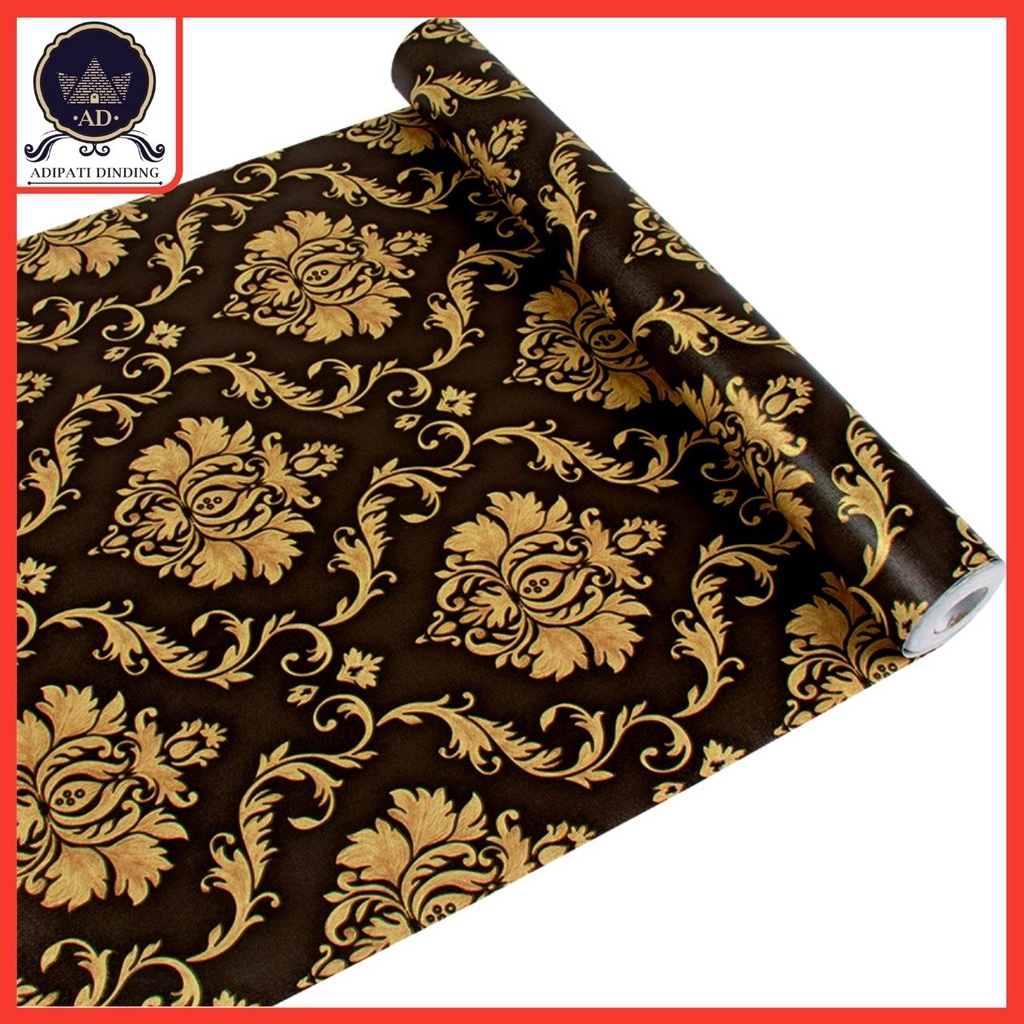Jual Wallpaper Stiker Dinding Motif Batik Coklat Hitam Ukuran 45cm X