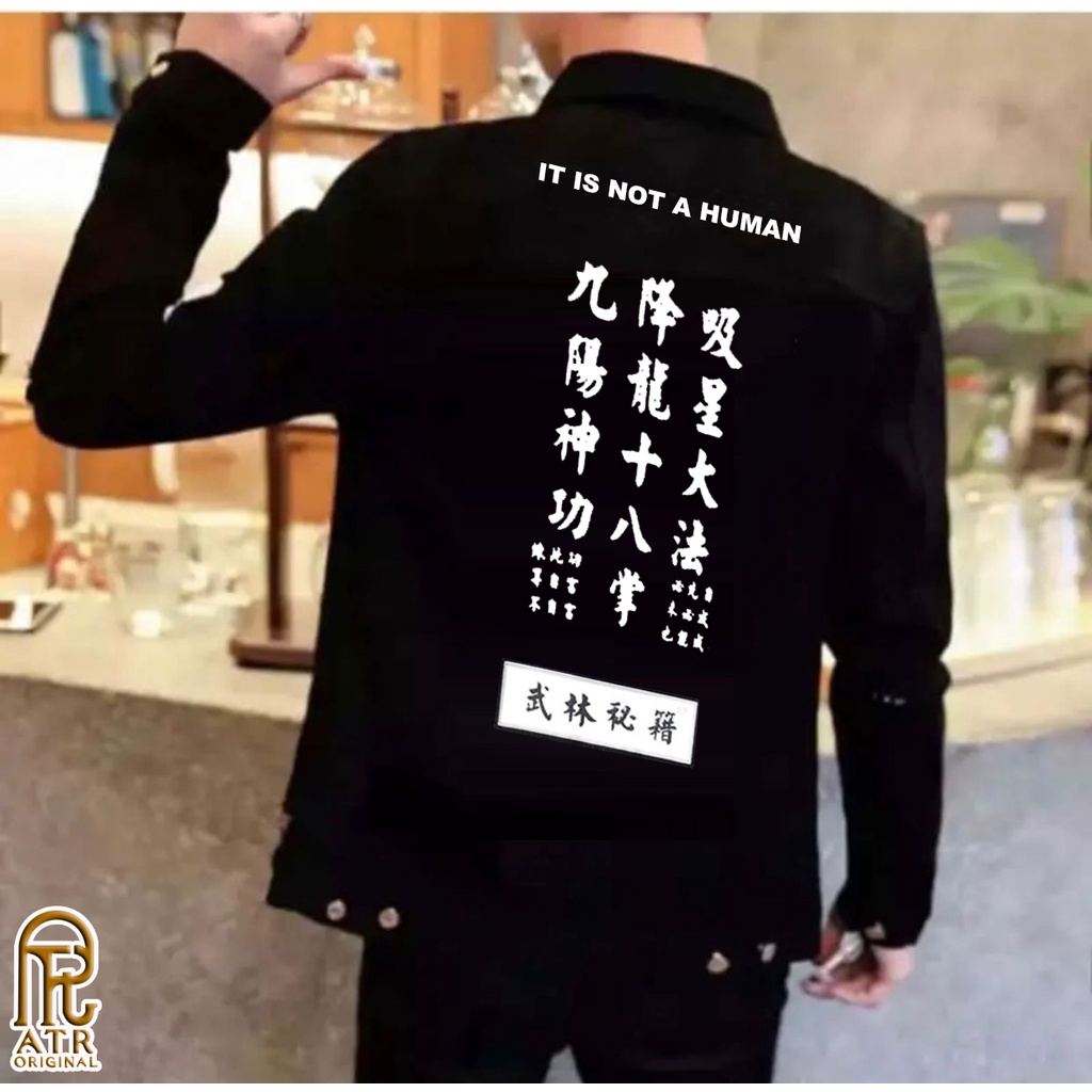 Jual JACKET JEANS KENJI PRINTING JACKET CASUAL PRIA HITAM PEKAT ATR ...