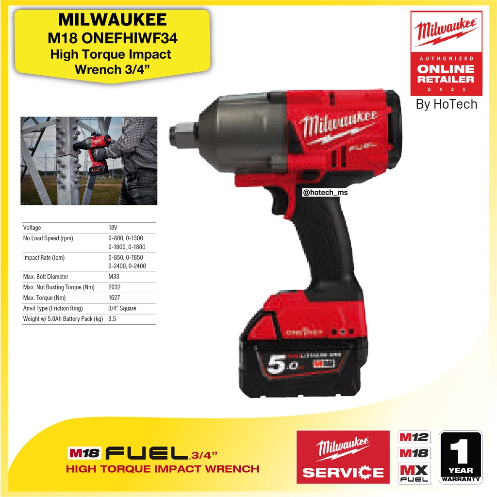 Jual MILWAUKEE | Impact Wrench 3/4" M18 ONEFHIWF34 | Torque | Mesin ...