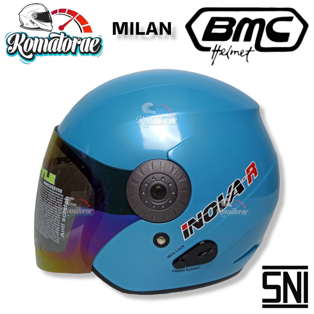 Jual HELM BMC INOVA R SOLID LIGHT BLUE HALF FACE | Shopee Indonesia