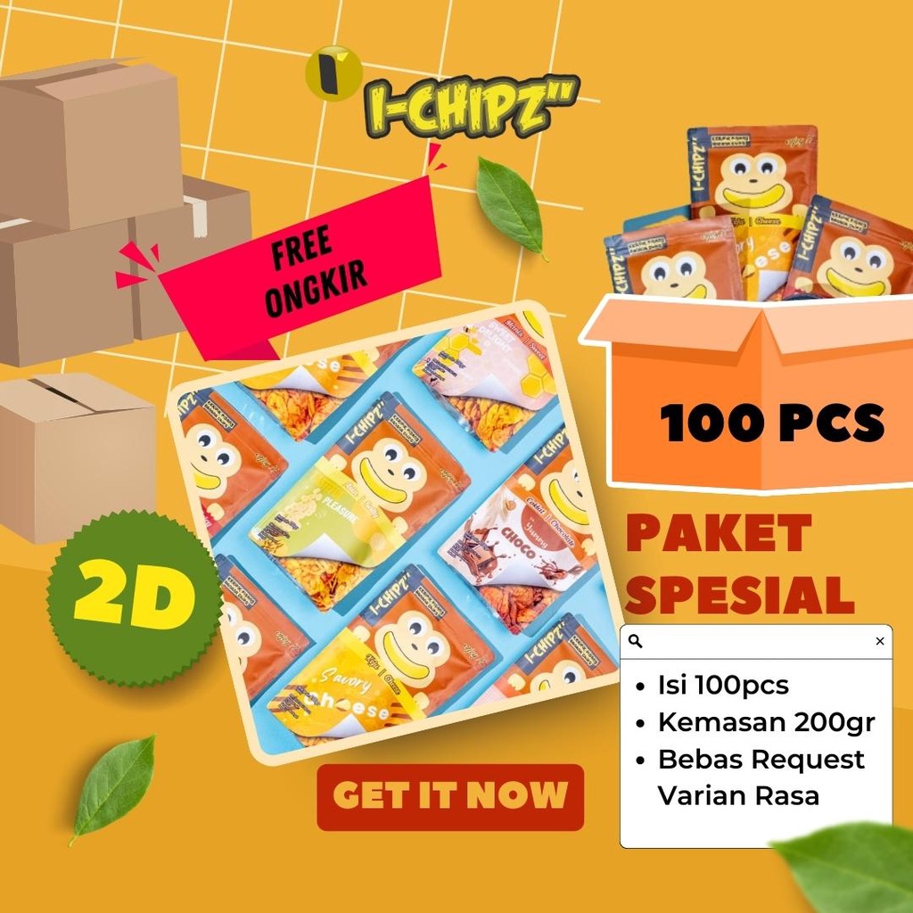 Jual PAKET SPESIAL 2D - Keripik Pisang I-CHIPZ 200gr (100pcs) | Shopee ...