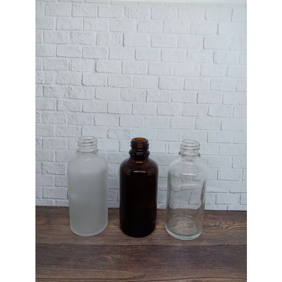 Jual Botol Kaca 50ml Clear Frosted Amber / Botol Serbaguna Neck18 ...