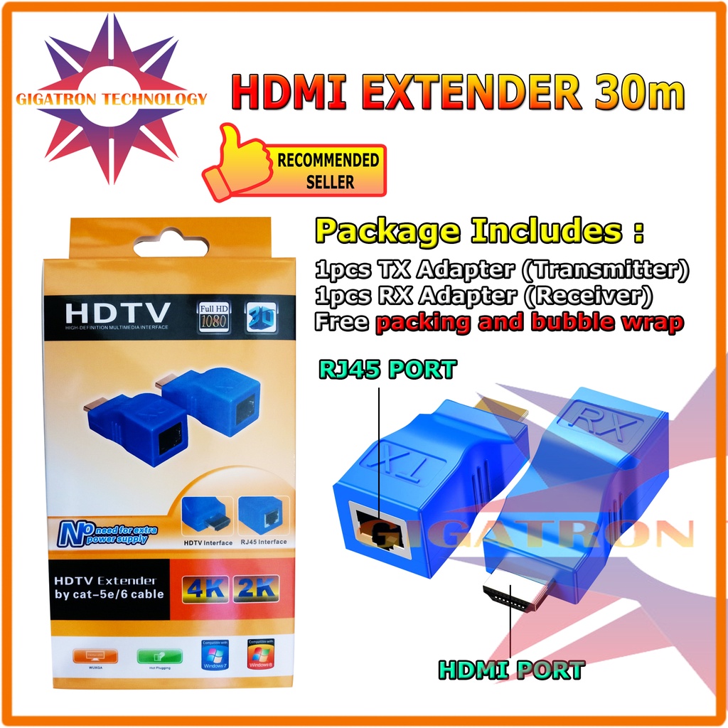 Jual HDMI Extender 30M RJ45 UTP Cat5e/Cat6 / HDMI HDTV Extension Over ...
