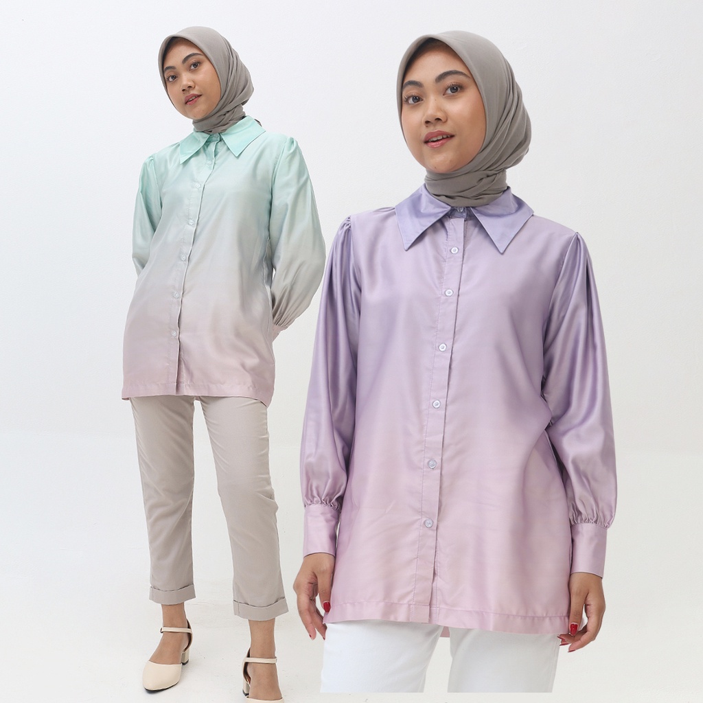 Jual SOWL ADEENA TOP/KEMEJA GRADASI/KEMEJA KERAH LANCIP/KEMEJA CASUAL/IED COLLECTION | Shopee ...