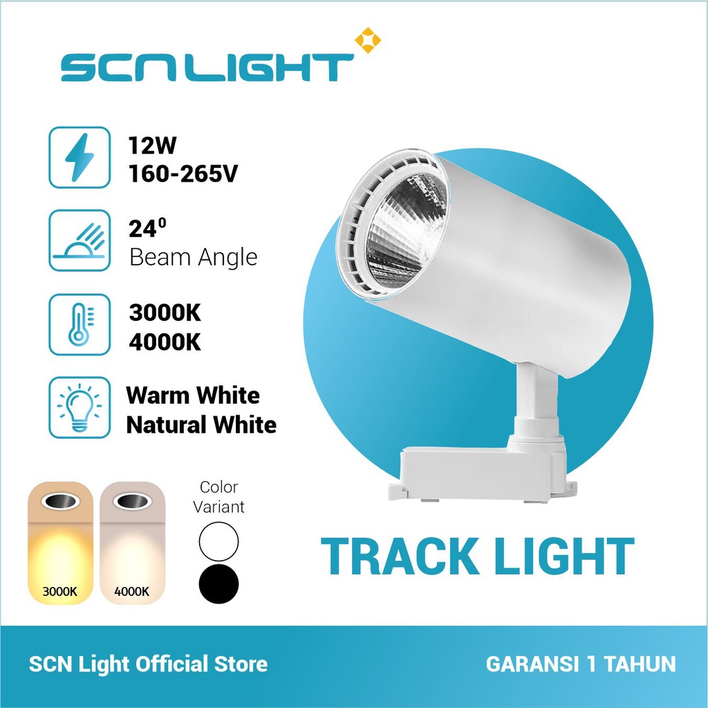 Jual Lampu Rell Track Light 12 Watt 3000K 4000K | Lampu LED Sorot Rel ...