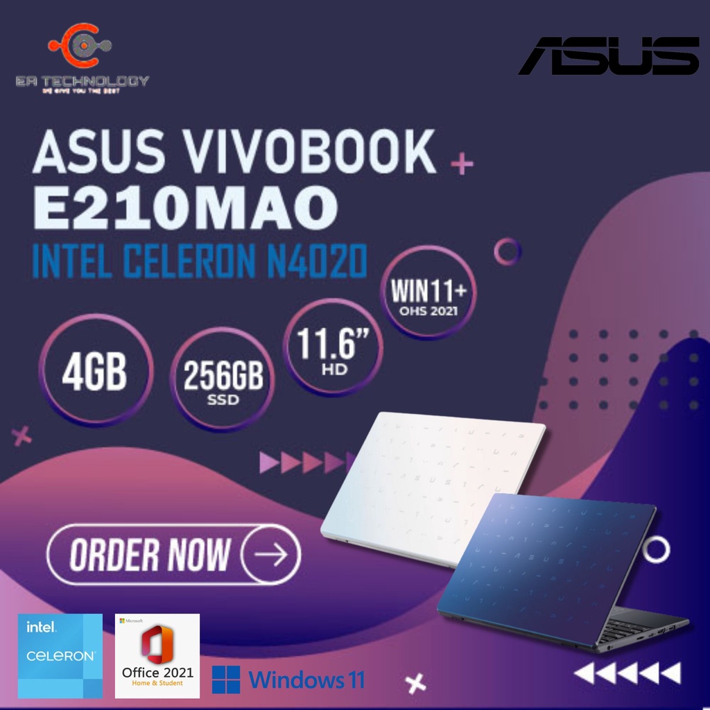 Jual ASUS VivoBook E210MAO Intel Celeron N4020 4GB 256SSD 11.6inch HD ...