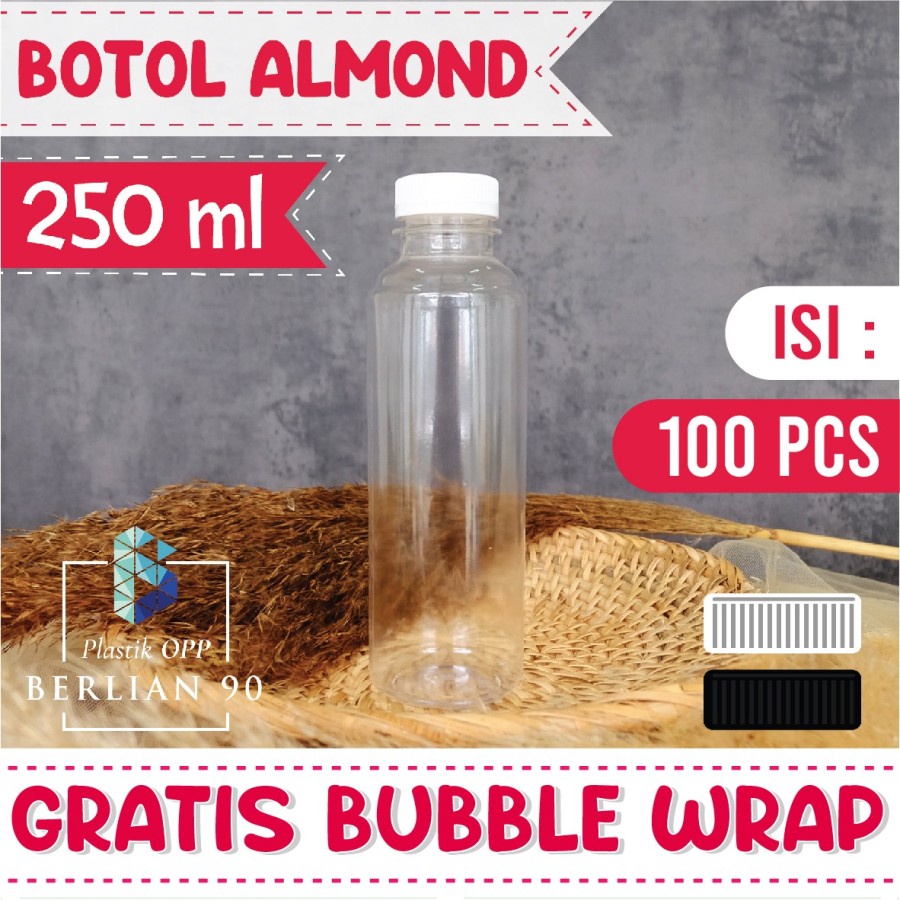 Jual ( ECER ) BOTOL ALMOND 250ML FREE BUBBLE WRAP / KEMASAN BOTOL KOPI ...