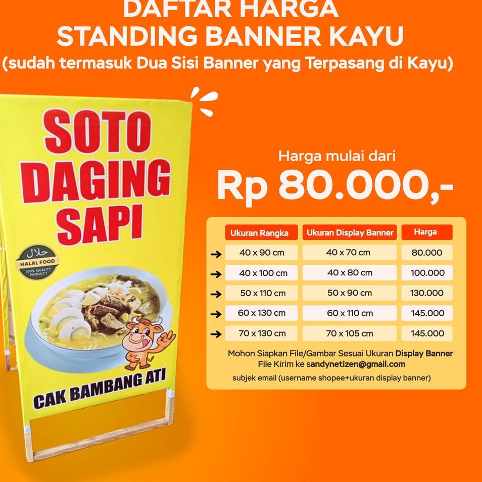 Jual Garansi Produk Stand Banner Spanduk Kayu Segitiga | Shopee Indonesia
