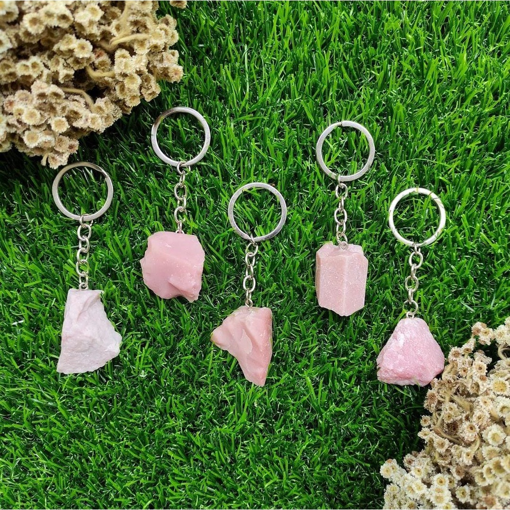 Jual Pink Opal Keychain Natural Crystal Healing Stone Energy Love ...