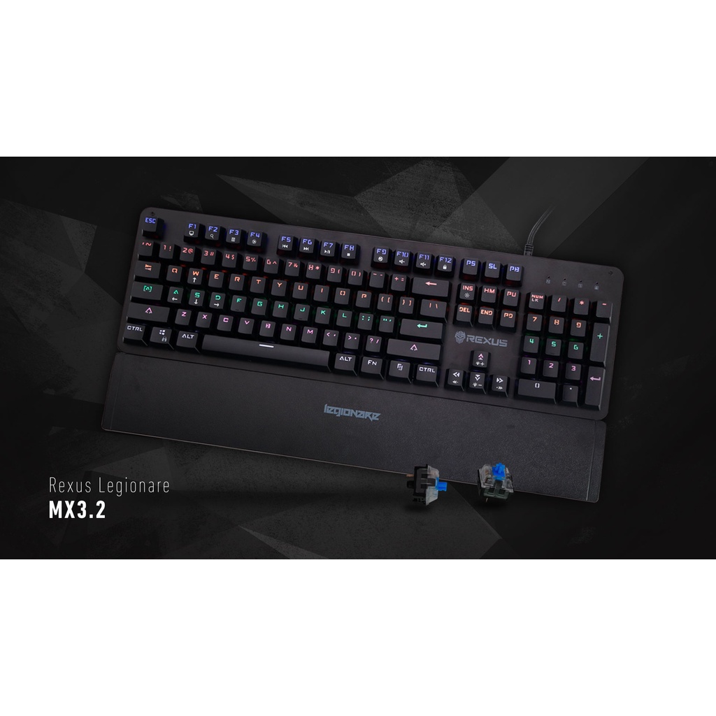 Jual REXUS MX 3.2 LEGIONARE MECHANICAL Gaming Keyboard Blue Red Switch ...