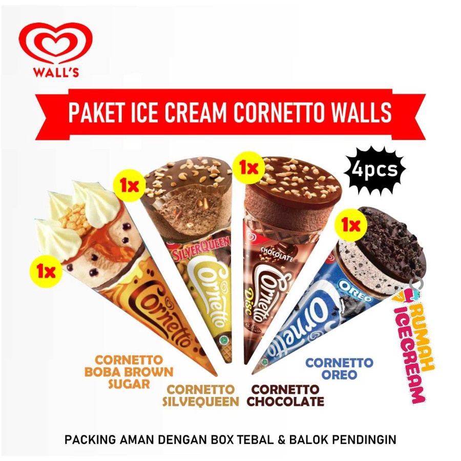 Jual Paket Ice Cream Cornetto Walls 4pcs | Shopee Indonesia