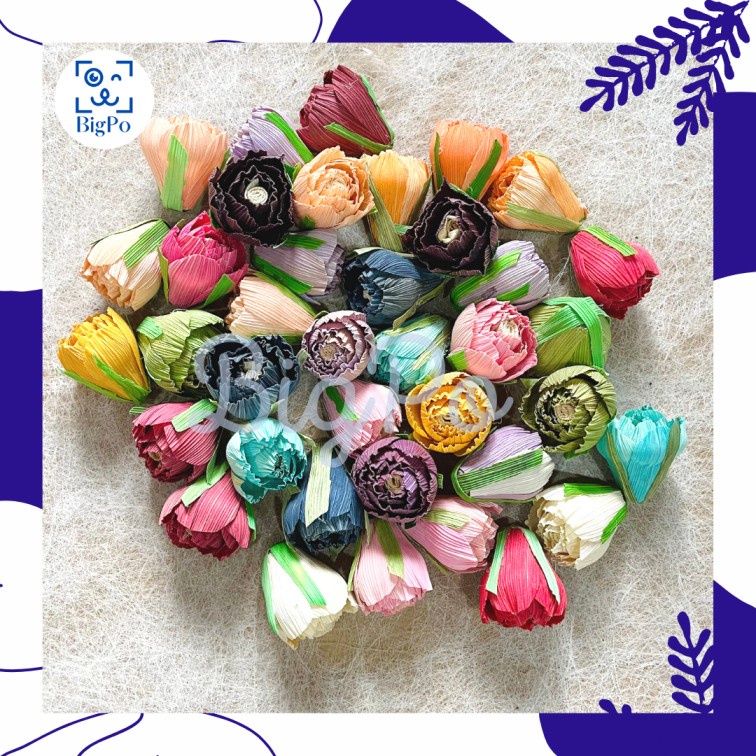 Jual Bunga Klobot PEONY KUNCUP Bunga Kering Bunga Kulit Jagung Aplikasi ...