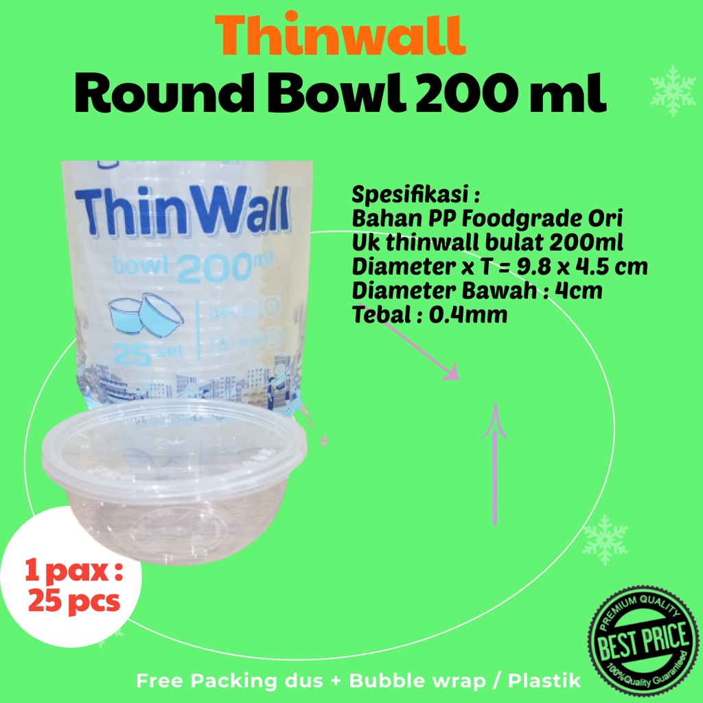 Jual Thinwall Bowl Bulat 200 ml isi 25 set Mangkok Plastik | Shopee Indonesia