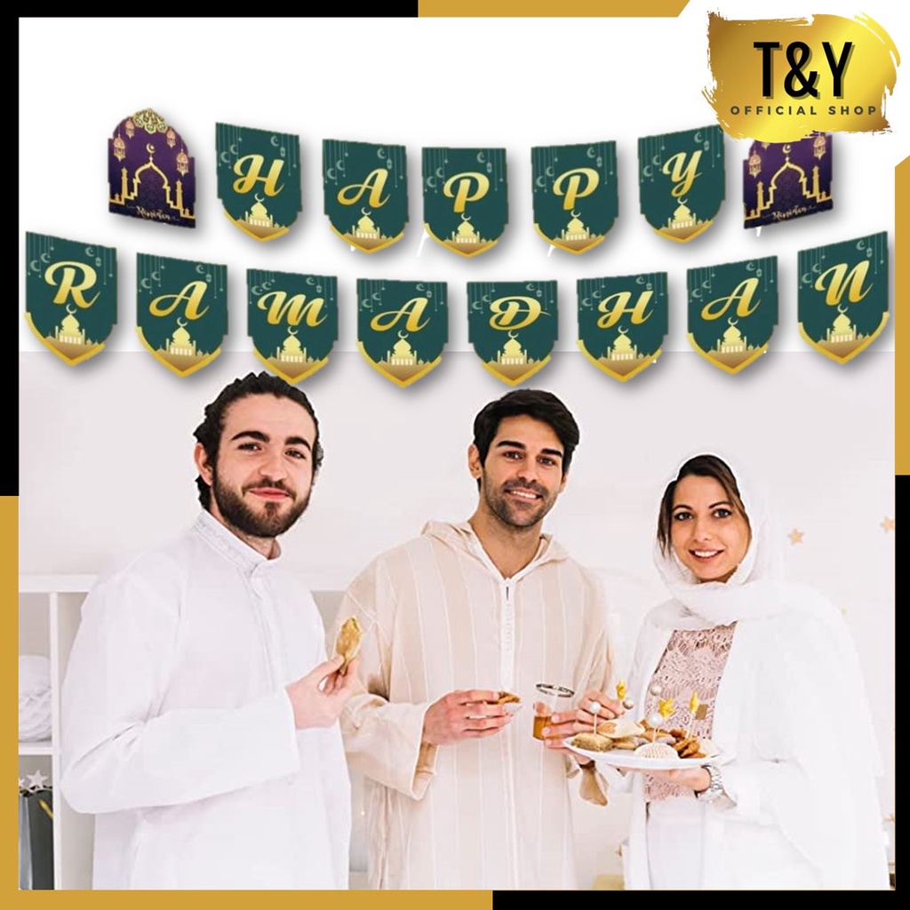 Jual T&Y Banner Flag Happy Ramadhan Bunting Set Warna Warni Backdrop ...