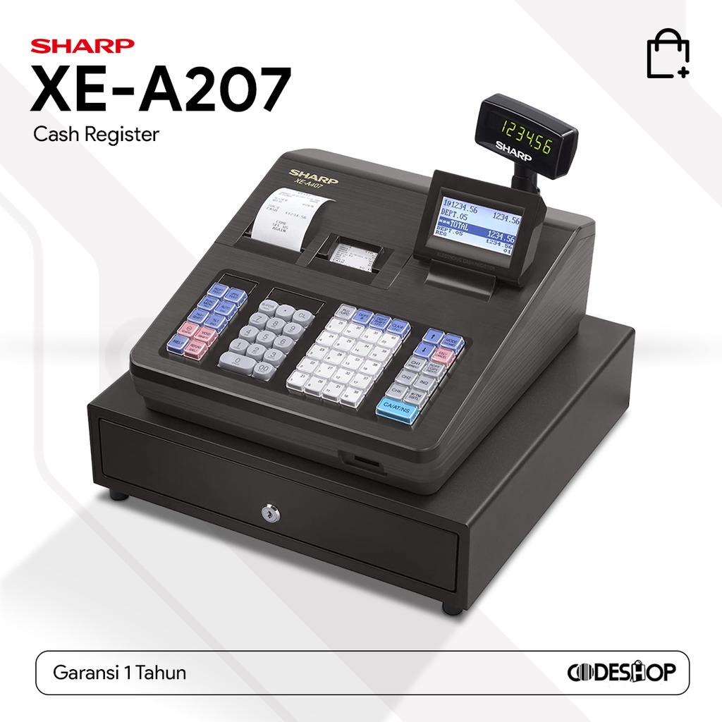Jual SHARP XE-A 207 BLACK CASH REGISTER WITH PRINTER AND DUAL DISPLAY ...