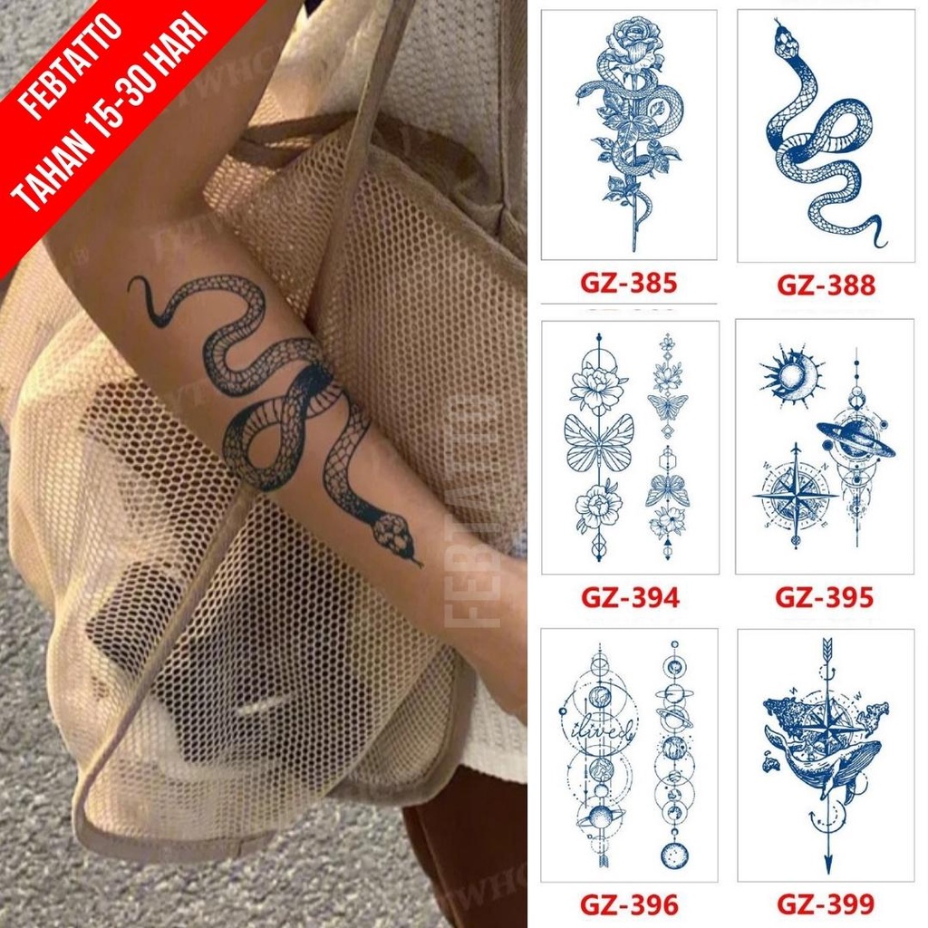 Jual Tato Temporer Ukuran 18cm x 11cm Motif GZ 388 Ular Tato Lengan ...